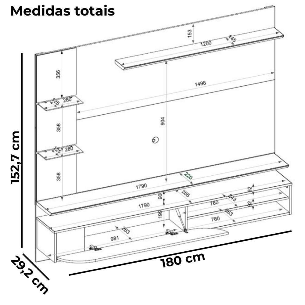 Painel Suspenso Tv 60 Pol 180 Cm Ravi Cedro Bali Dj Moveis Cedro Bali