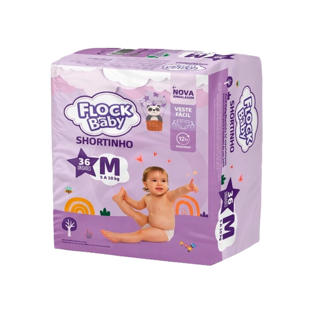 Fralda Descartável Flock Baby Shortinho Jumbo M 36 Unidades - Mais Correios