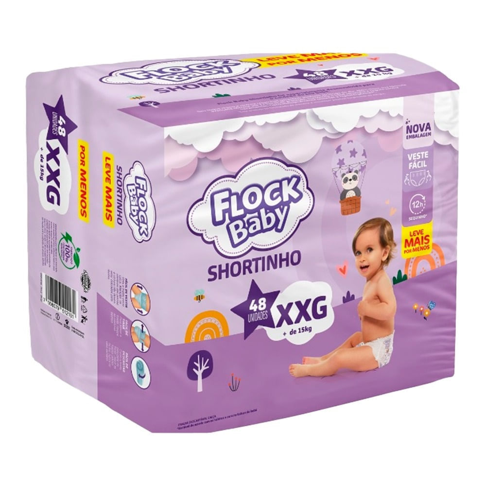 Fralda Descartável Flock Baby Shortinho XXG 48 Unidades - Mais Correios